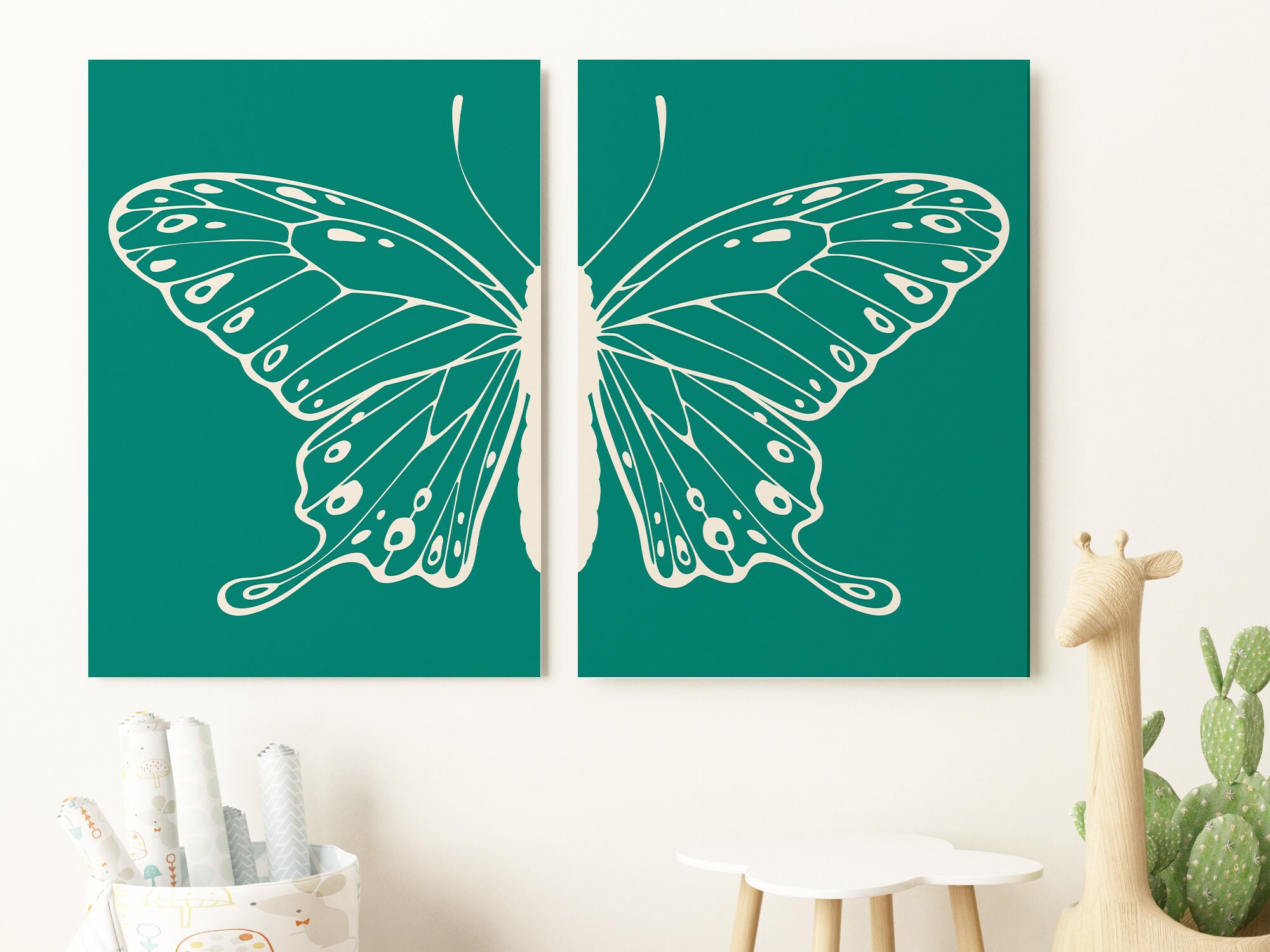 Emerald Green Butterfly Poster Set of 2 Vintage Butterfly - Etsy
