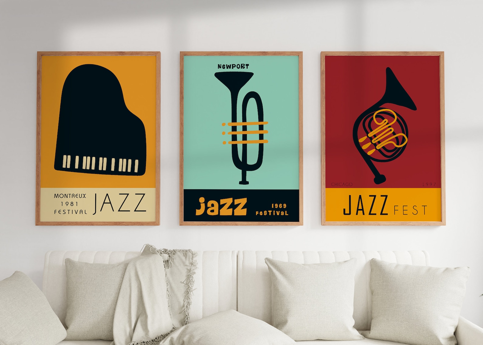 Set of 3 Jazz Festival Prints, Music Fest Posters, Elegant Colorful ...