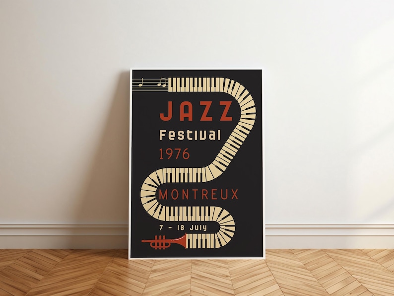 Vintage Jazz Festival Poster Set | Montreux, New York, Paris | Piano ...