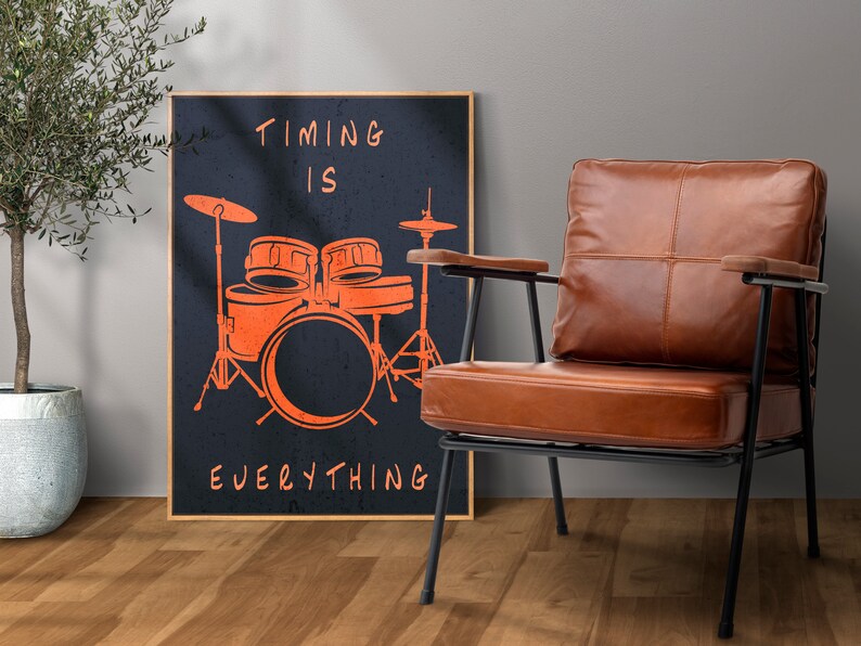 Drum Kit Poster, Colorful Music Wall Art, Music Quote Print, Black ...