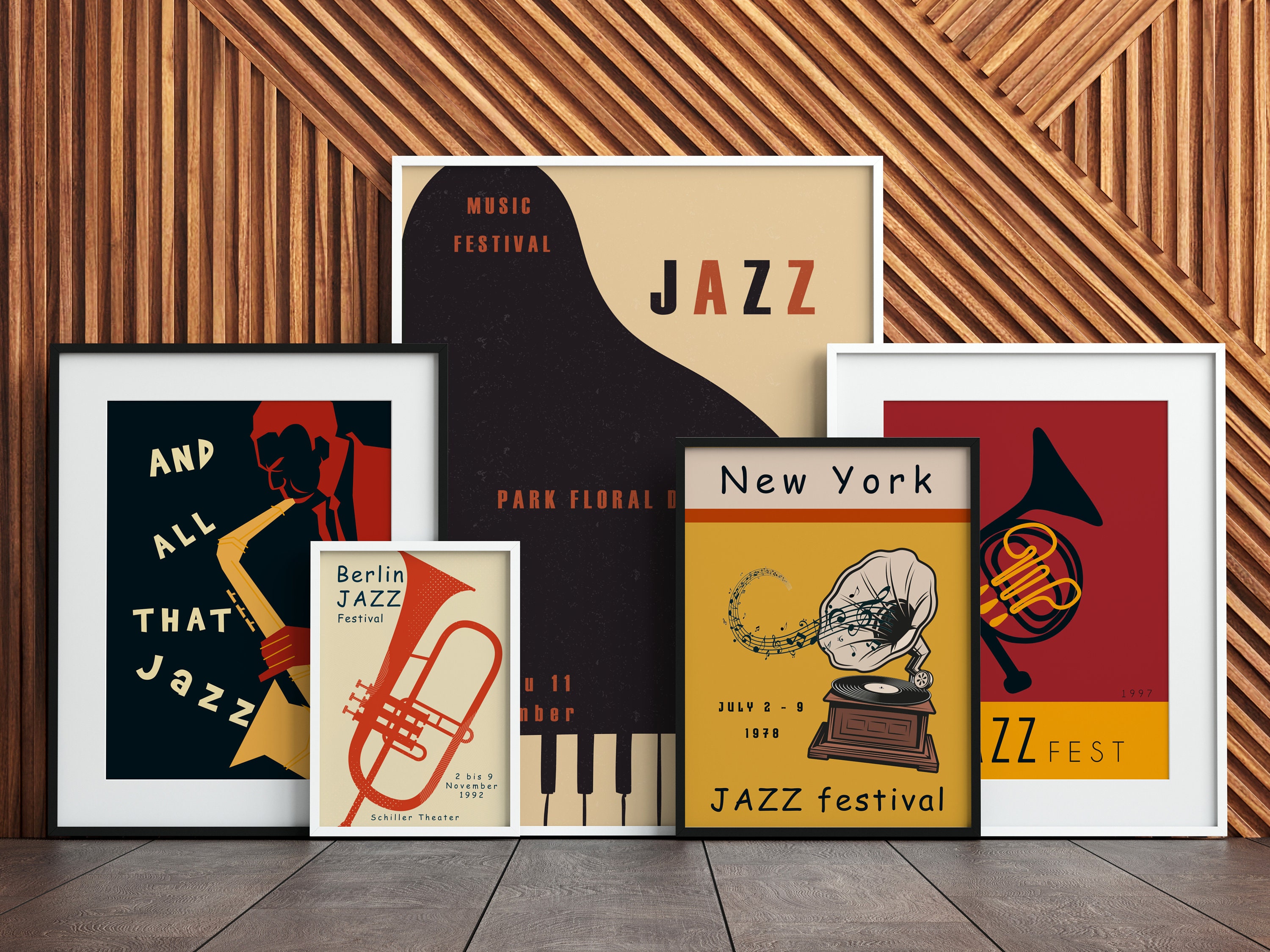 Jazz Festival Poster Set, Vintage Jazz Art Prints, Music Festival Wall ...