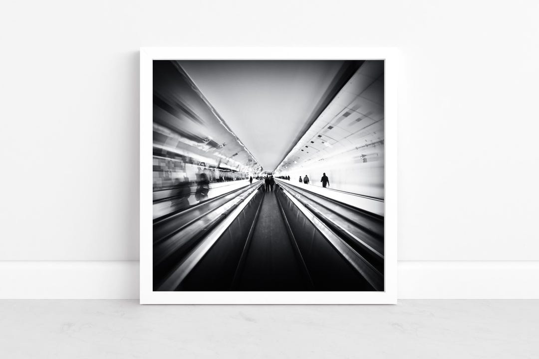 Black & White Metro Tunnel, Vanishing Point Motion | Square Fine Art ...