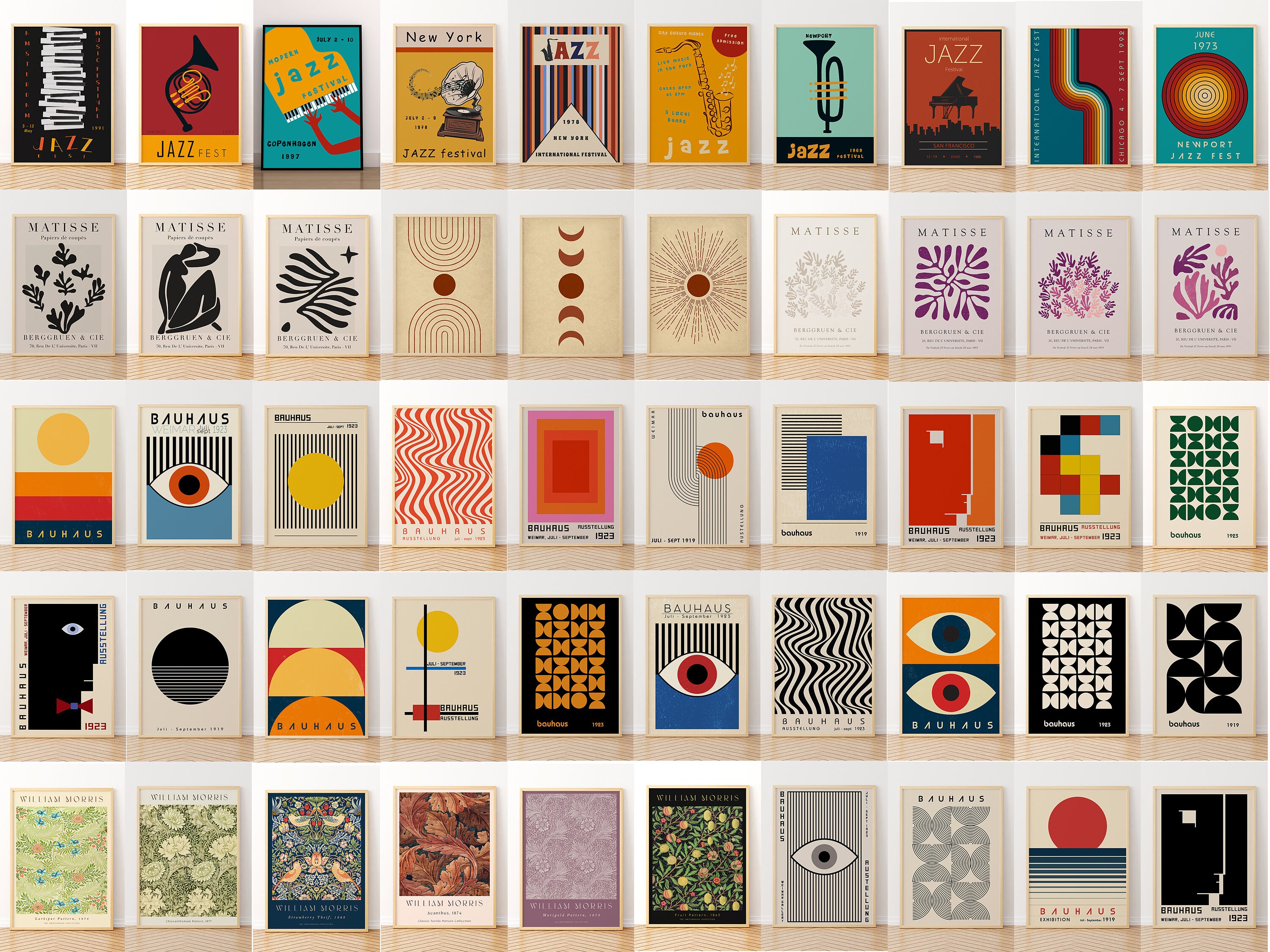 50 Eclectic MEGA BUNDLE Gallery Wall Set, Jazz Festival Posters ...