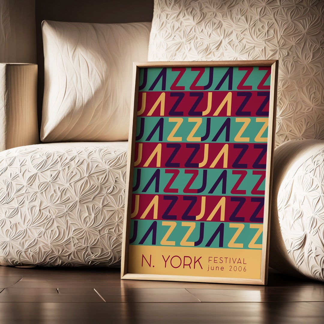 Jazz Festival Wandkunst, Retro Musik Poster, Vintage bunter Druck, Pop ...