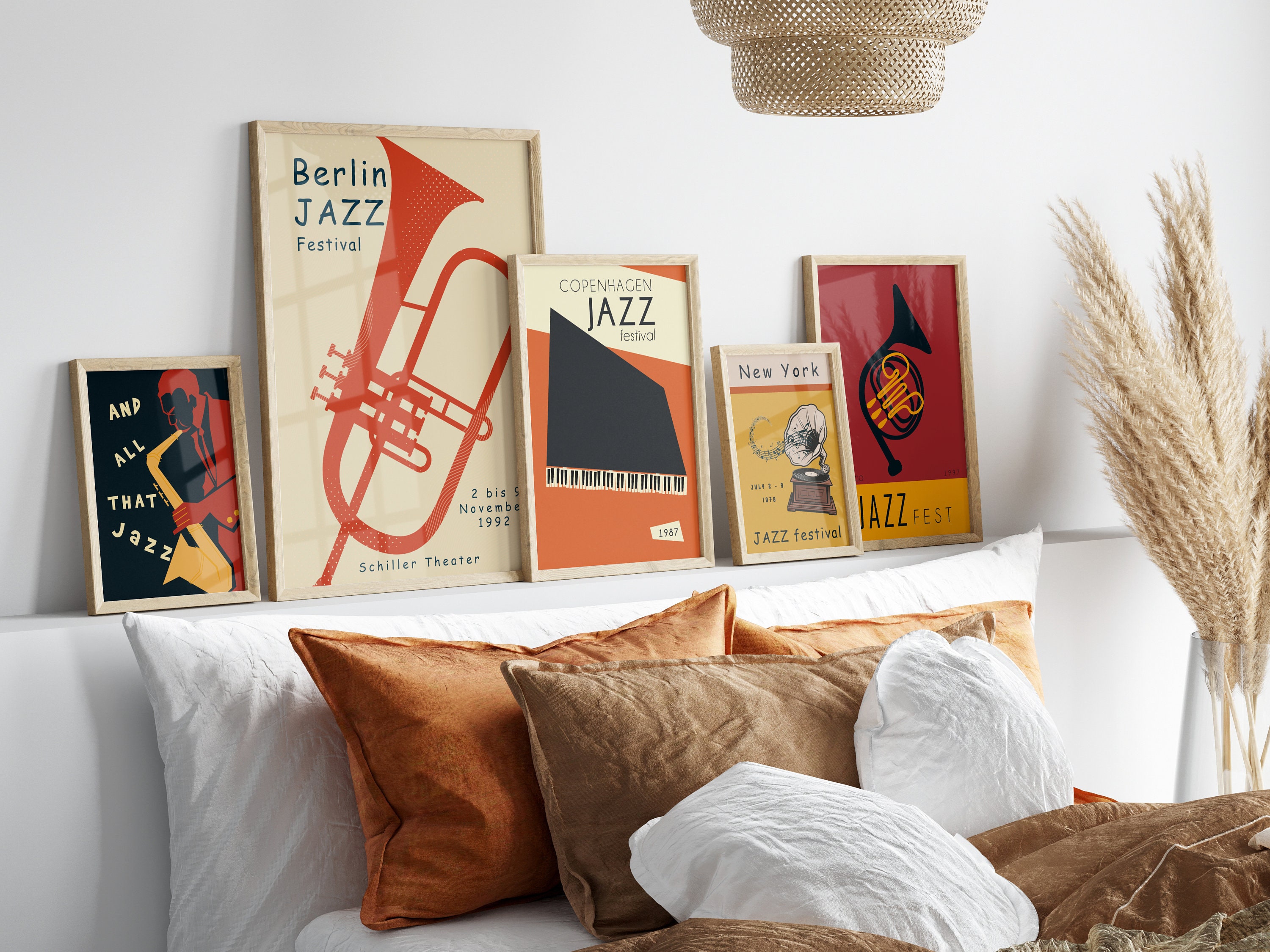 Jazz Festival Poster Set, Vintage Jazz Art Prints, Music Festival Wall ...