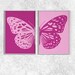 Pink Butterfly Poster Set of 2, Vibrant Butterfly Art, 2 Pink Posters ...