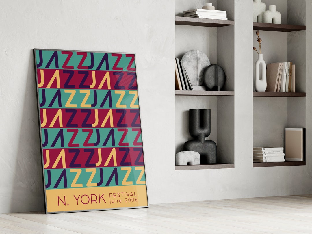 Jazz Festival Wandkunst, Retro Musik Poster, Vintage bunter Druck, Pop ...