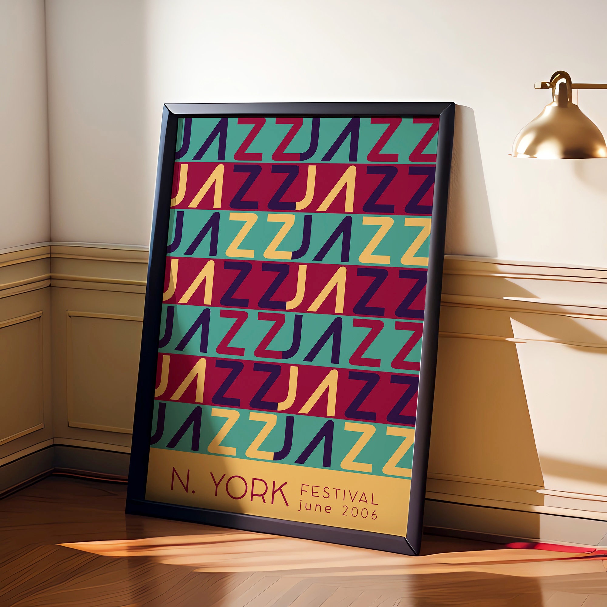 Jazz Festival Wandkunst, Retro Musik Poster, Vintage bunter Druck, Pop ...