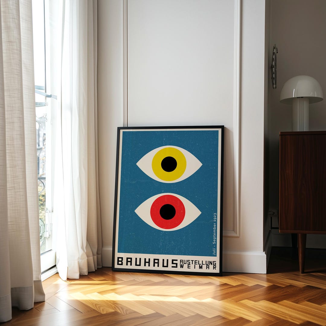 Bauhaus Poster, Mid Century Modern Color Print, Two Eyes, Abstract ...
