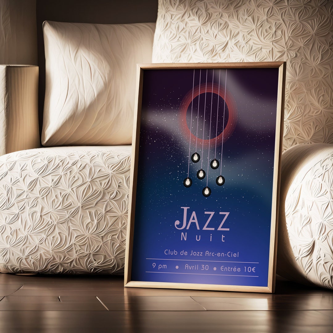 Jazz Night Poster, French Music Club Print, Jazz Printable ...