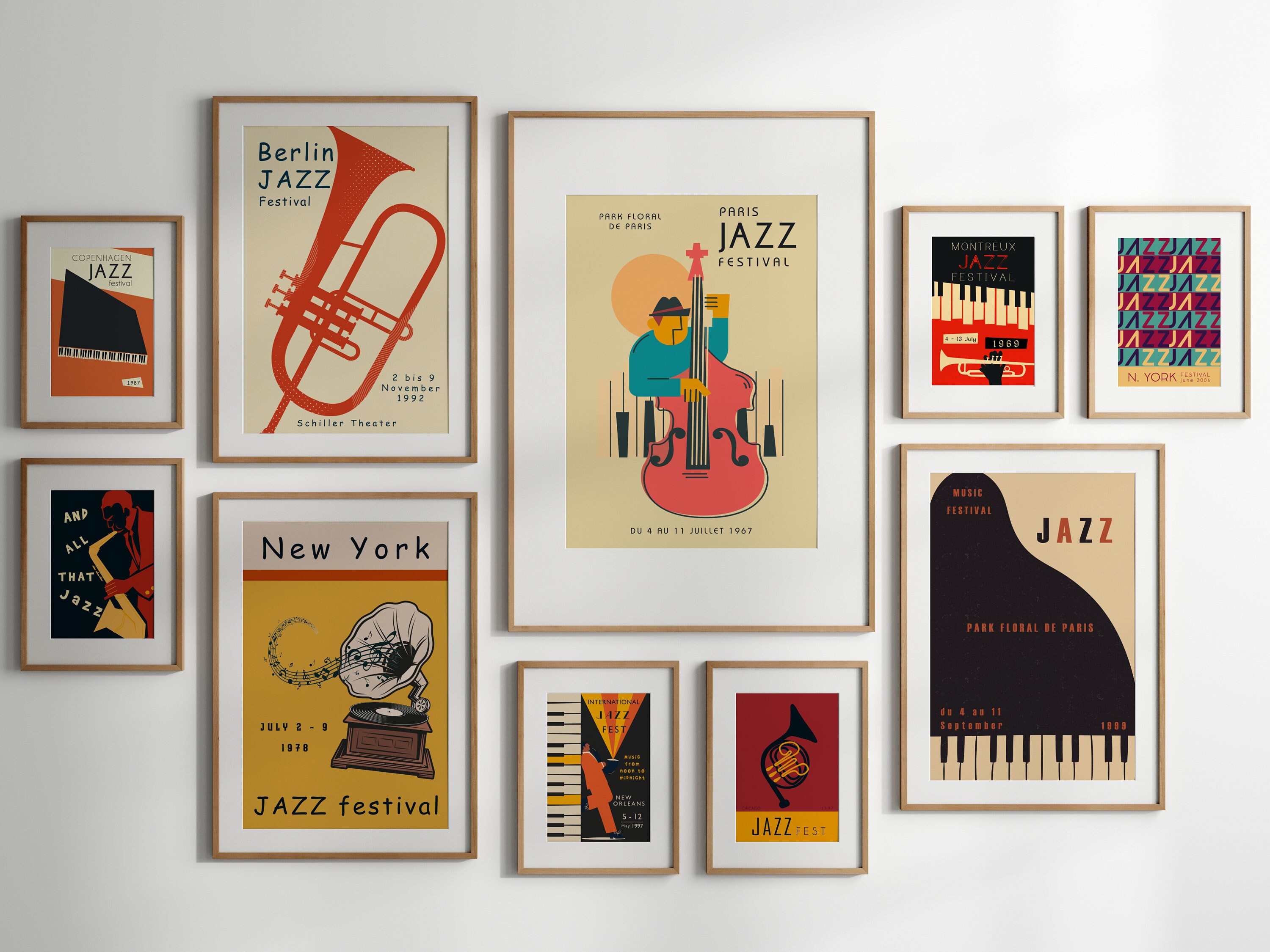 Jazz Festival Poster Set, Vintage Jazz Art Prints, Music Festival Wall ...
