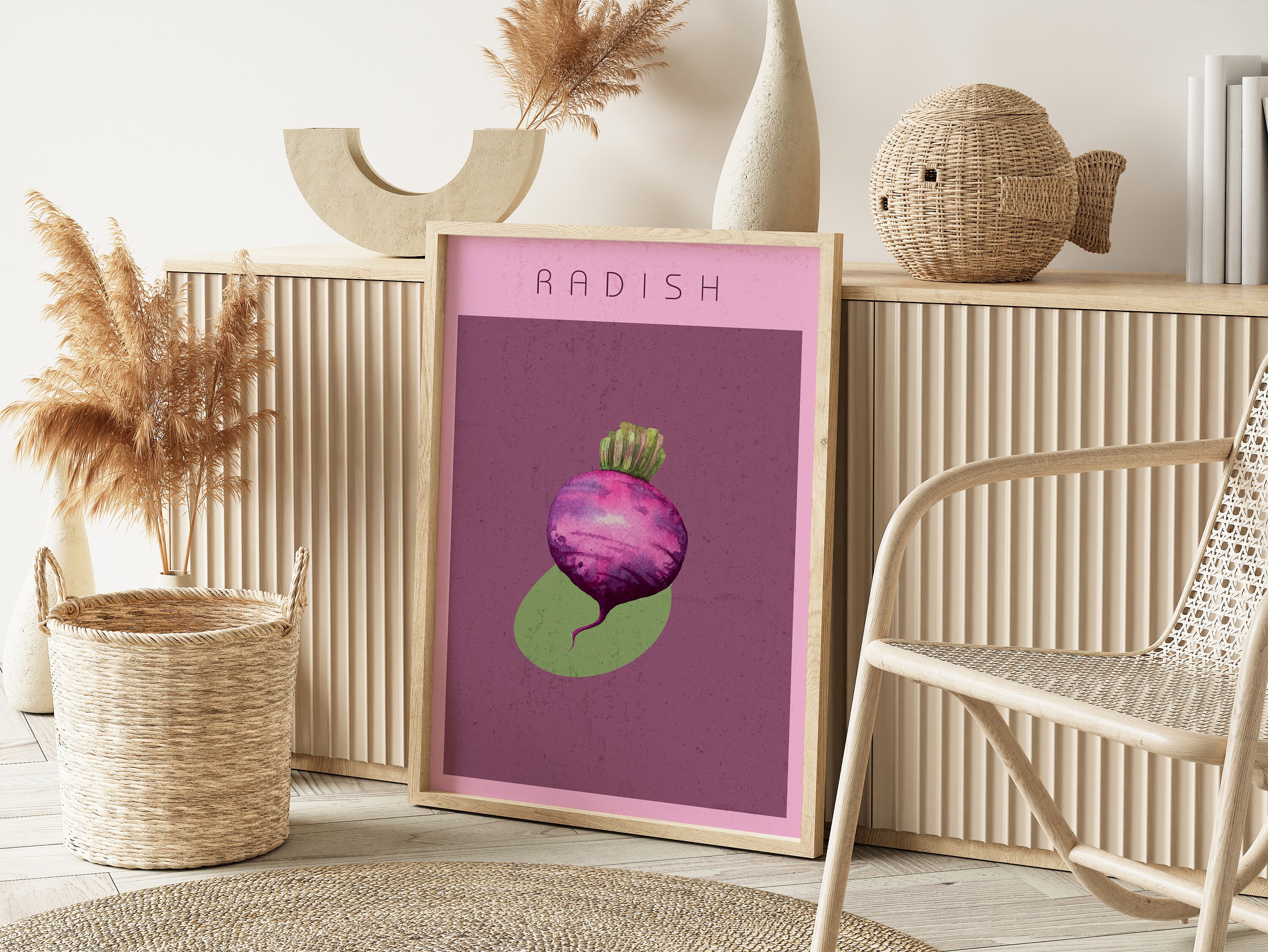 Colorful Vegetable Poster, Kitchen Wall Art, Retro Print, Textured ...