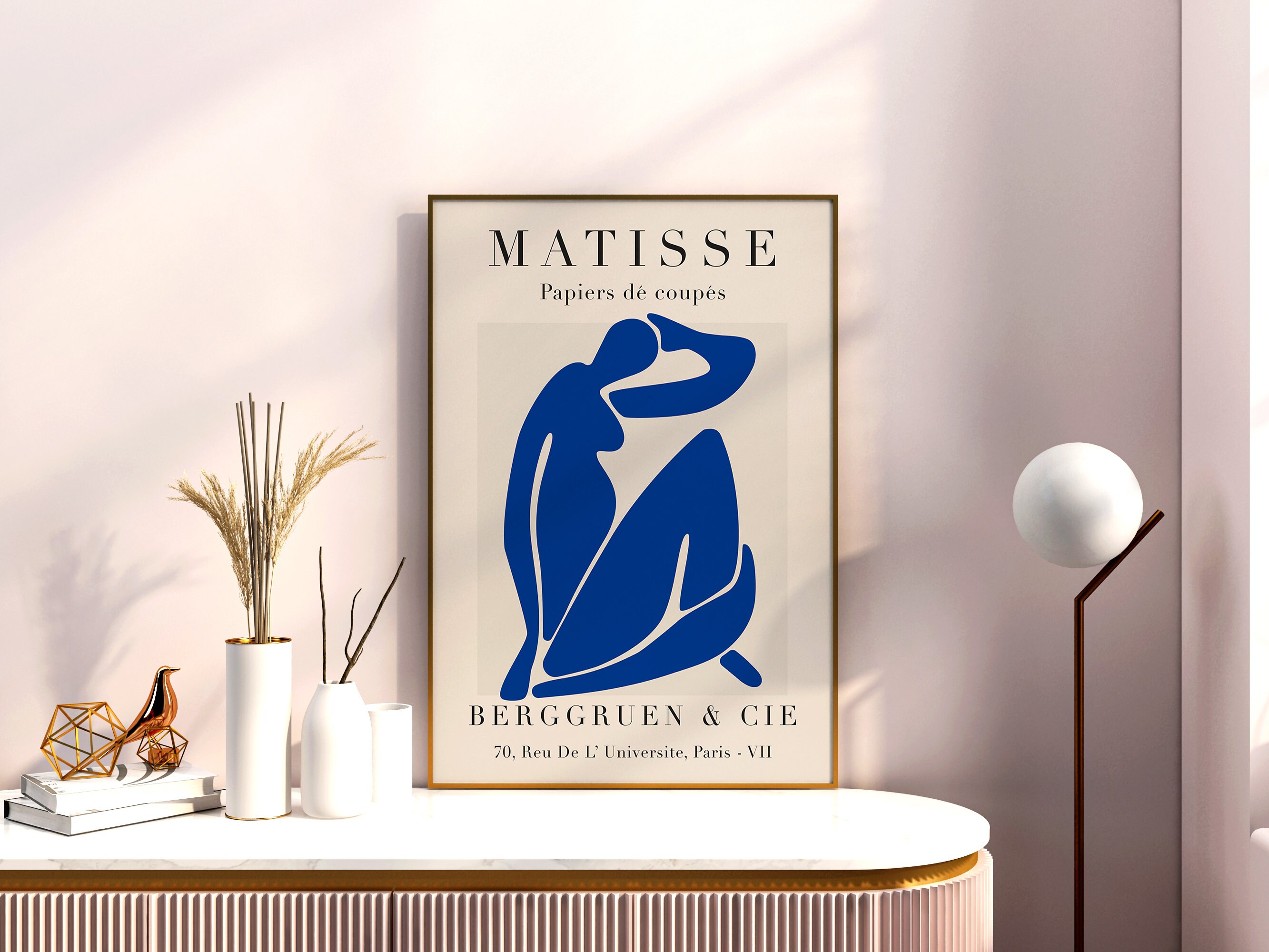 Abstract Woman Silhouette, Blue Matisse Cut Out Poster, Mid Century ...