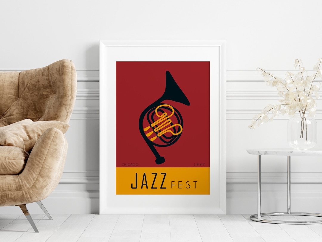 Vintage Jazz Festival Poster, Chicago Jazz Fest Print, Music Festival ...