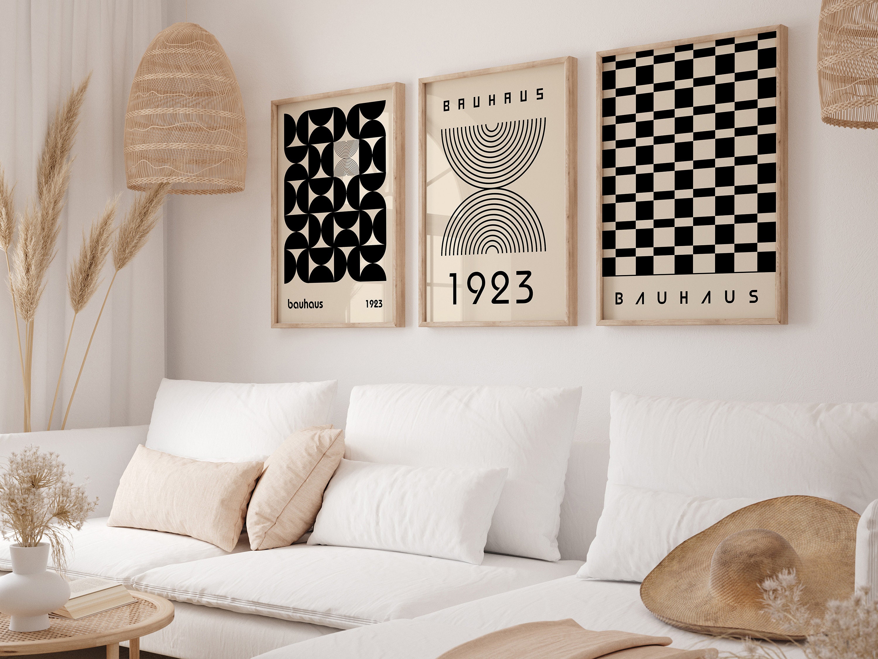 Modern Bauhaus Trio Black & White Poster Bundle Digital Downloads for ...