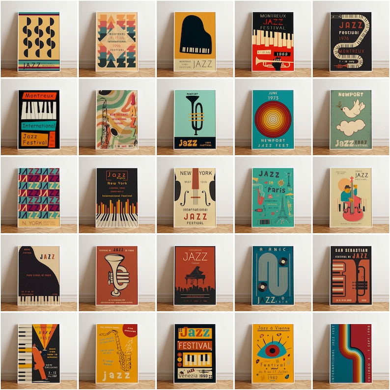 50 Jazz MEGA BUNDLE Gallery Wall Set, Jazz Prints, Jazz Festival ...