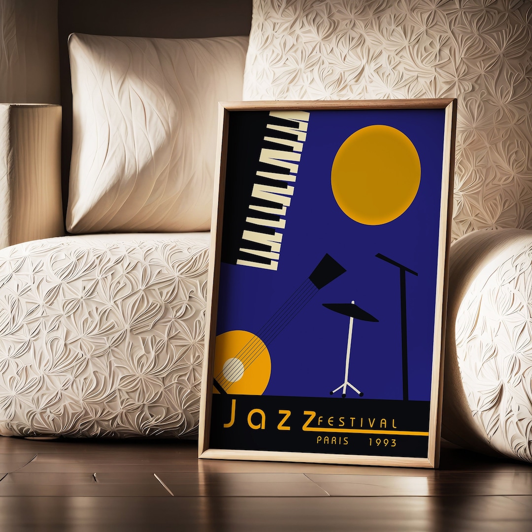 Cartaz do festival de jazz, impressão do festival de música de Paris ...