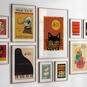 Set of 10 Jazz Festival Posters, Jazz Gallery Wall Set of 10, Festival ...