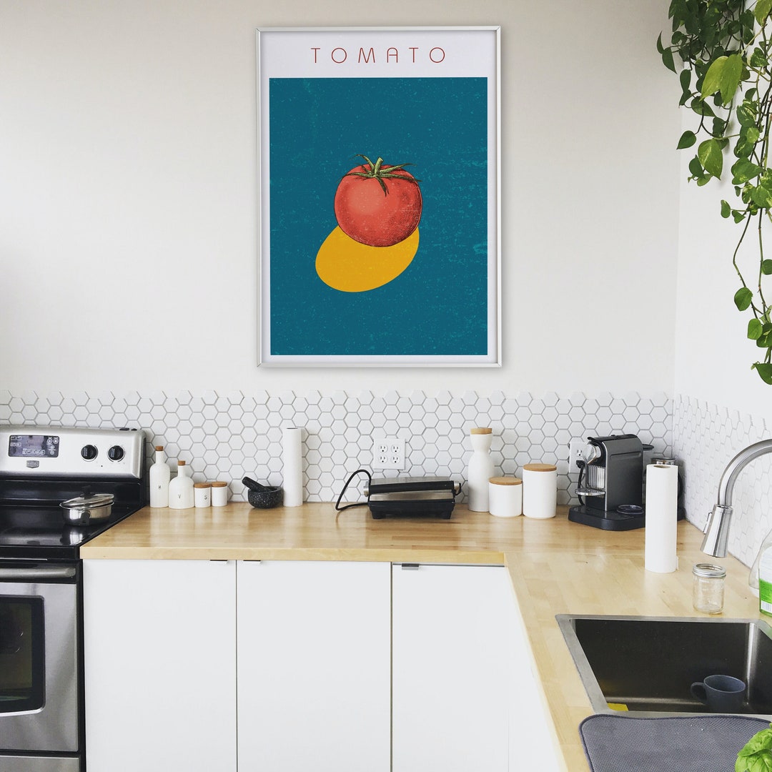 Vintage Tomato Poster, Retro Tomato Wall Art, Botanical Fruit Print ...
