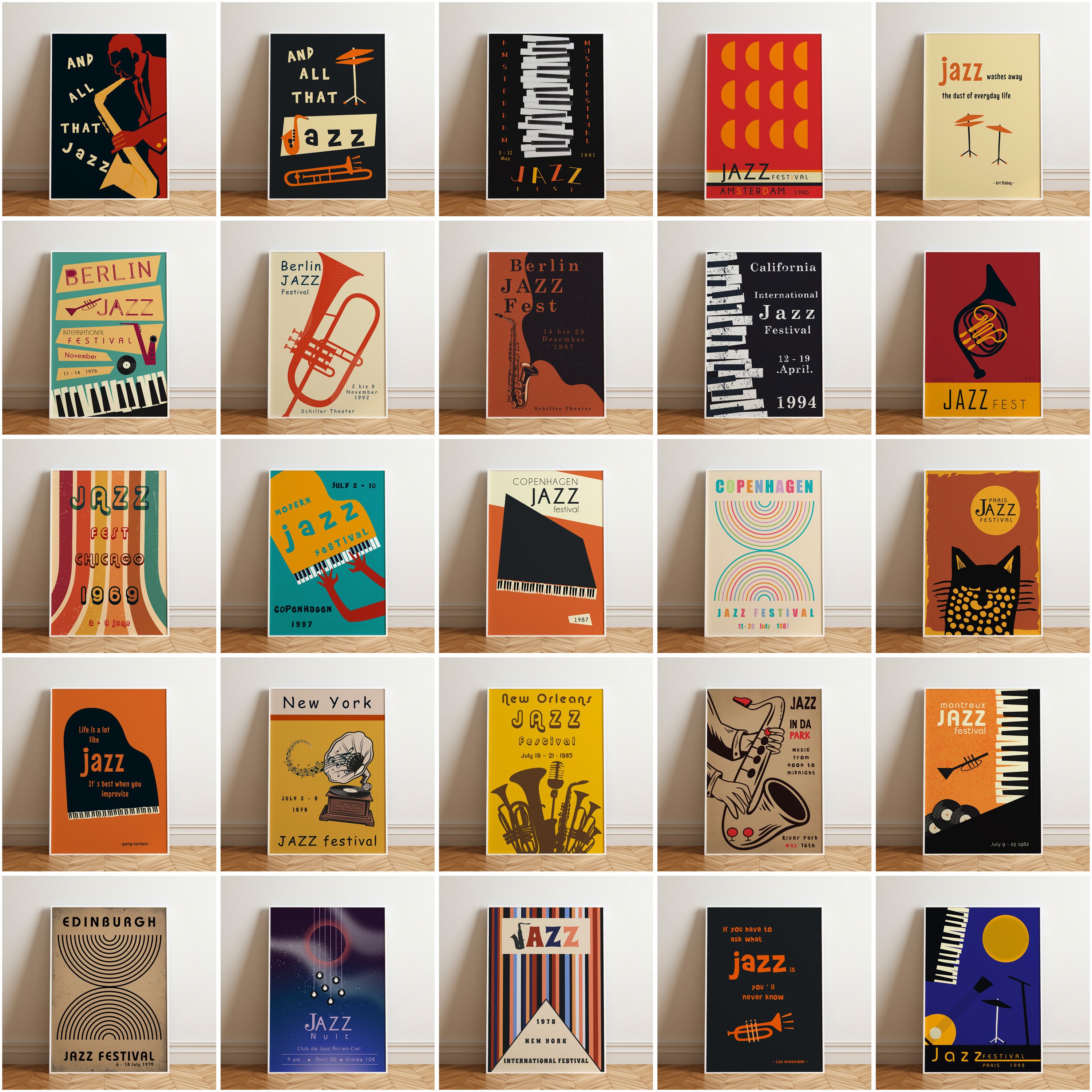 50 Jazz MEGA BUNDLE Gallery Wall Set, Jazz Prints, Jazz Festival ...