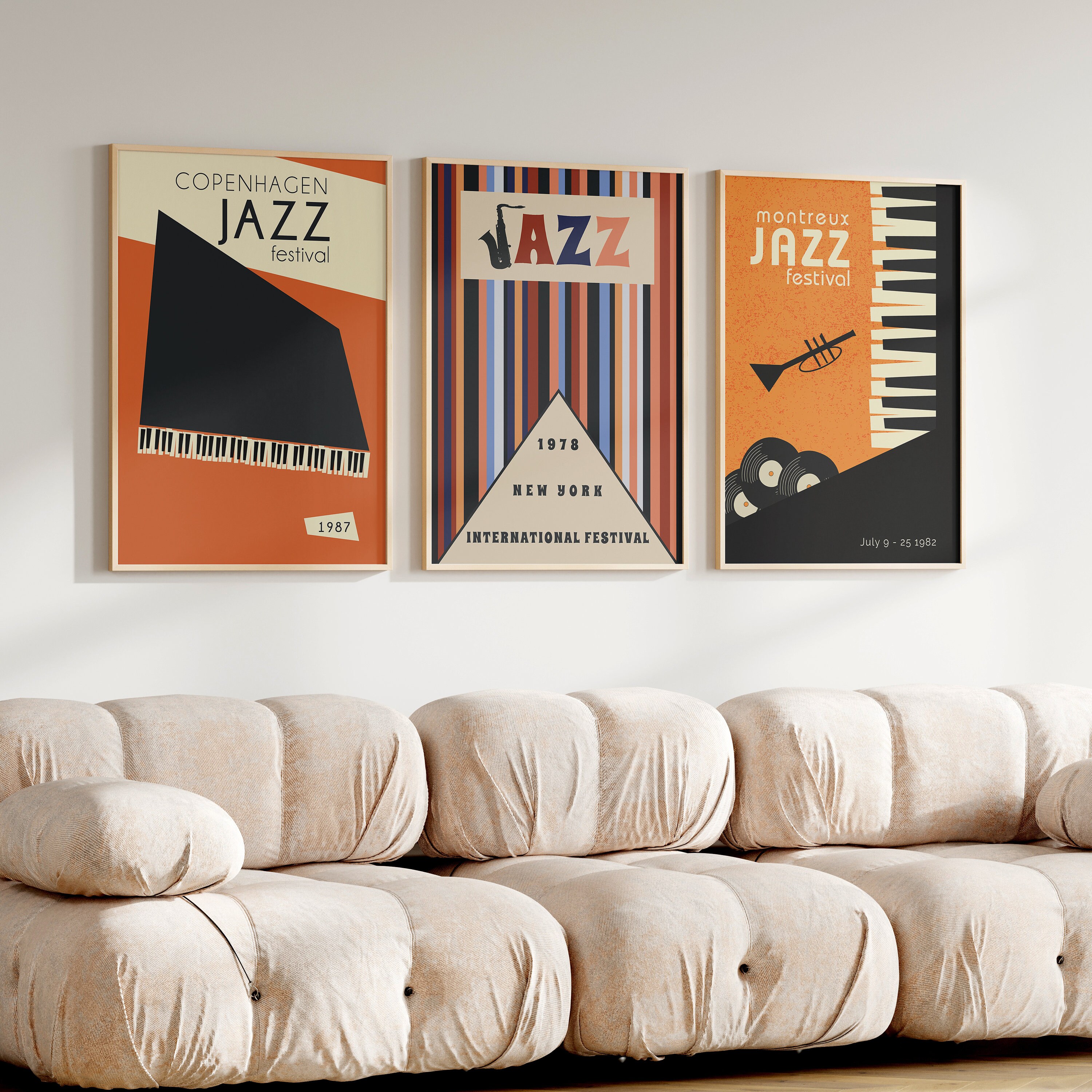 Jazz Festival Prints Set of 3, Colorful Music Printables, Modern ...