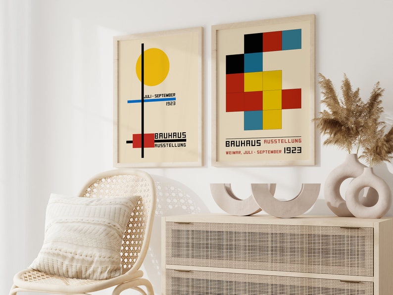 Bauhaus Set of 2 Exhibition Posters, Mid Century Modern Wall Art ...
