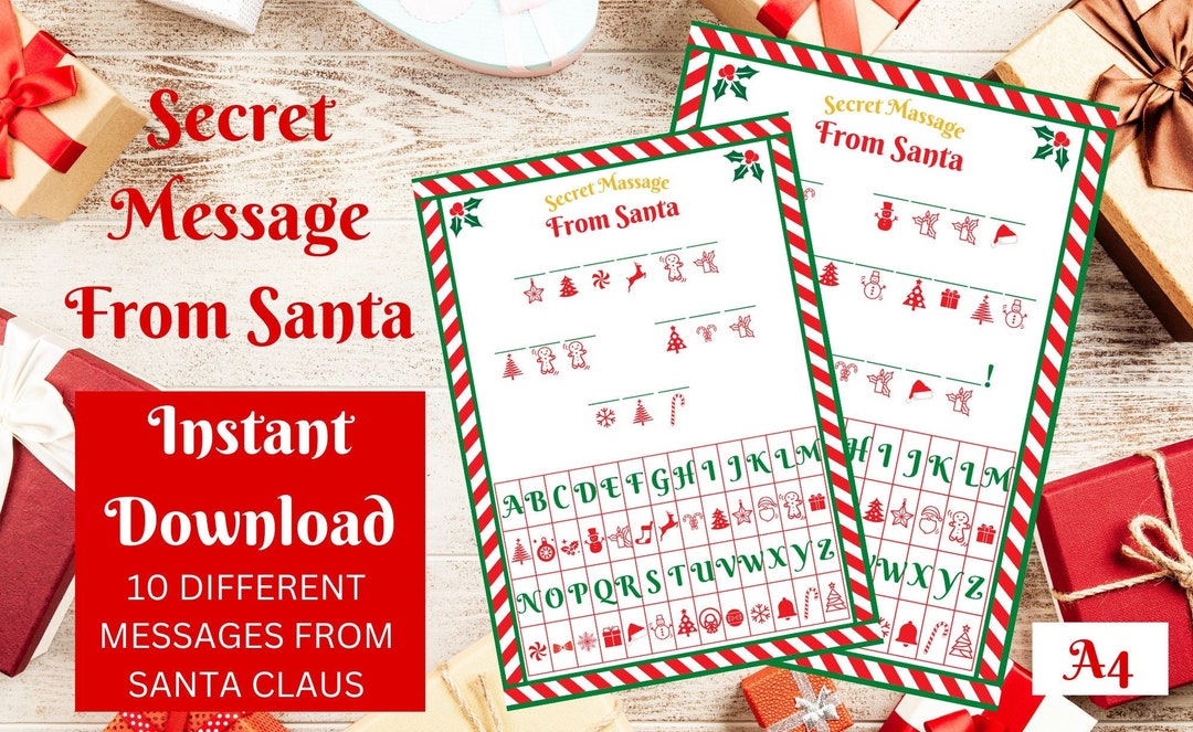 Secret Message From Santa Printable Template 10 Coded Secret - Etsy Israel