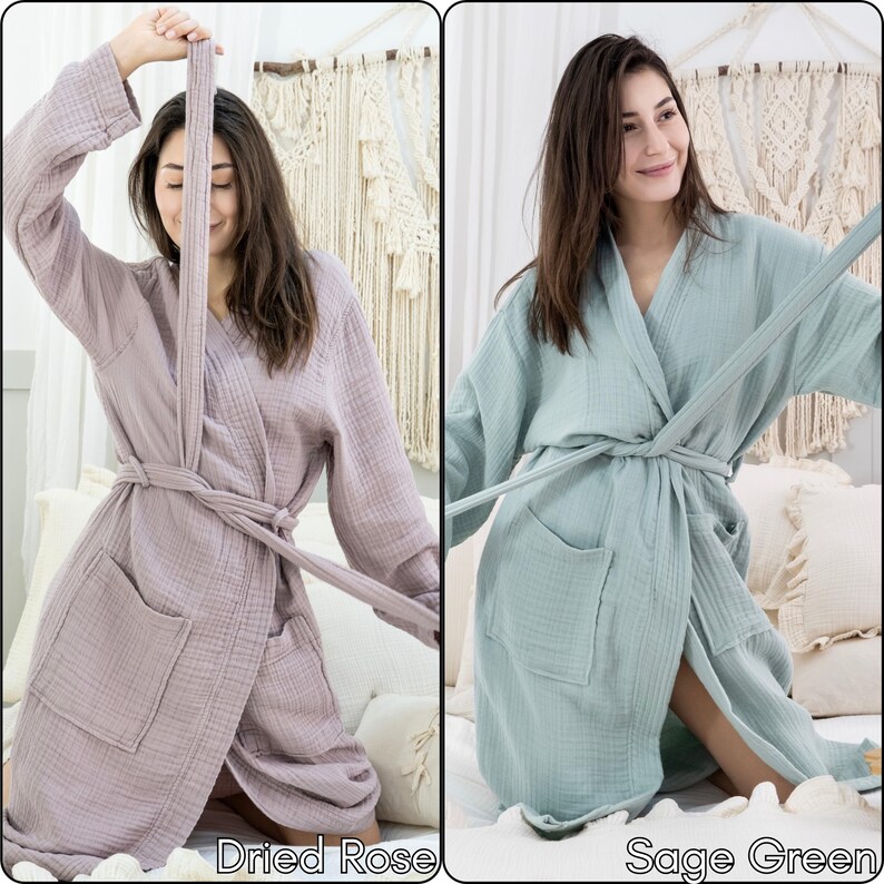 Bridal Muslin Robe, Organic Turkish Cotton Kimono Bathrobe - Etsy