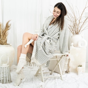 Unique Cotton Pockets Bathrobe, Bubble Handwoven Robe, Turkish Towel ...