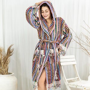 Unique Cotton Pockets Bathrobe, Bubble Handwoven Robe, Turkish Towel ...