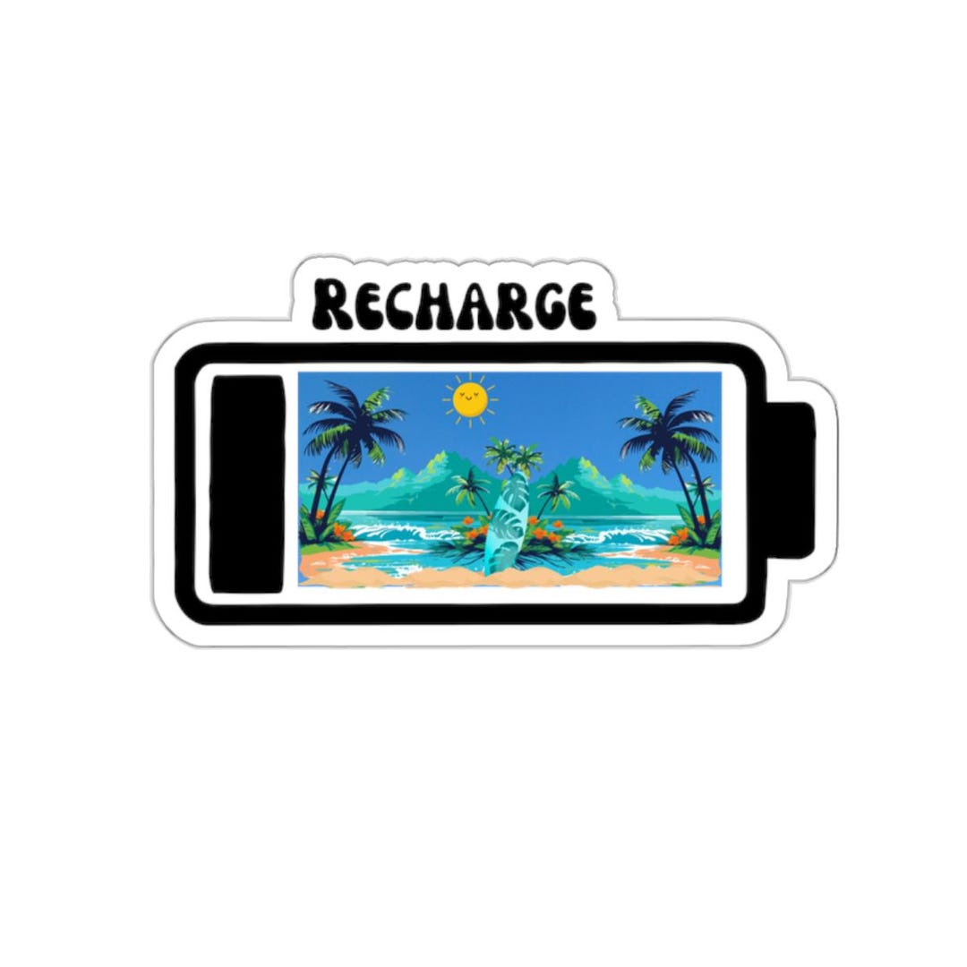 Recharge Beach Die-cut Stickers - Tropical Beach Vibe, Laptop Decals ...