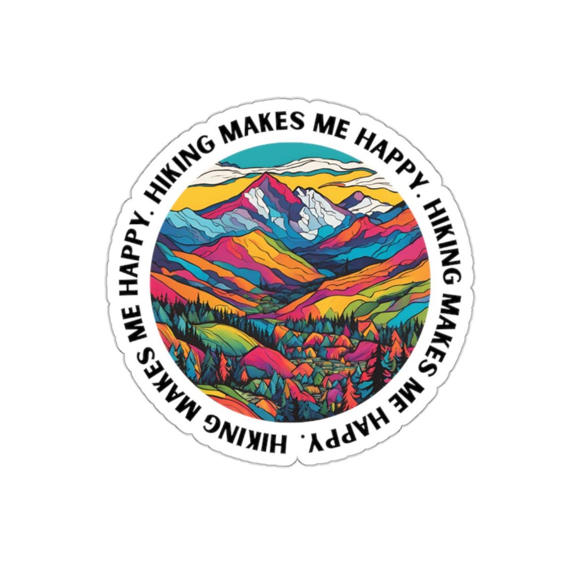 Hiking Makes Me Happy Die-cut Sticker | Colorful Nature Decals for ...