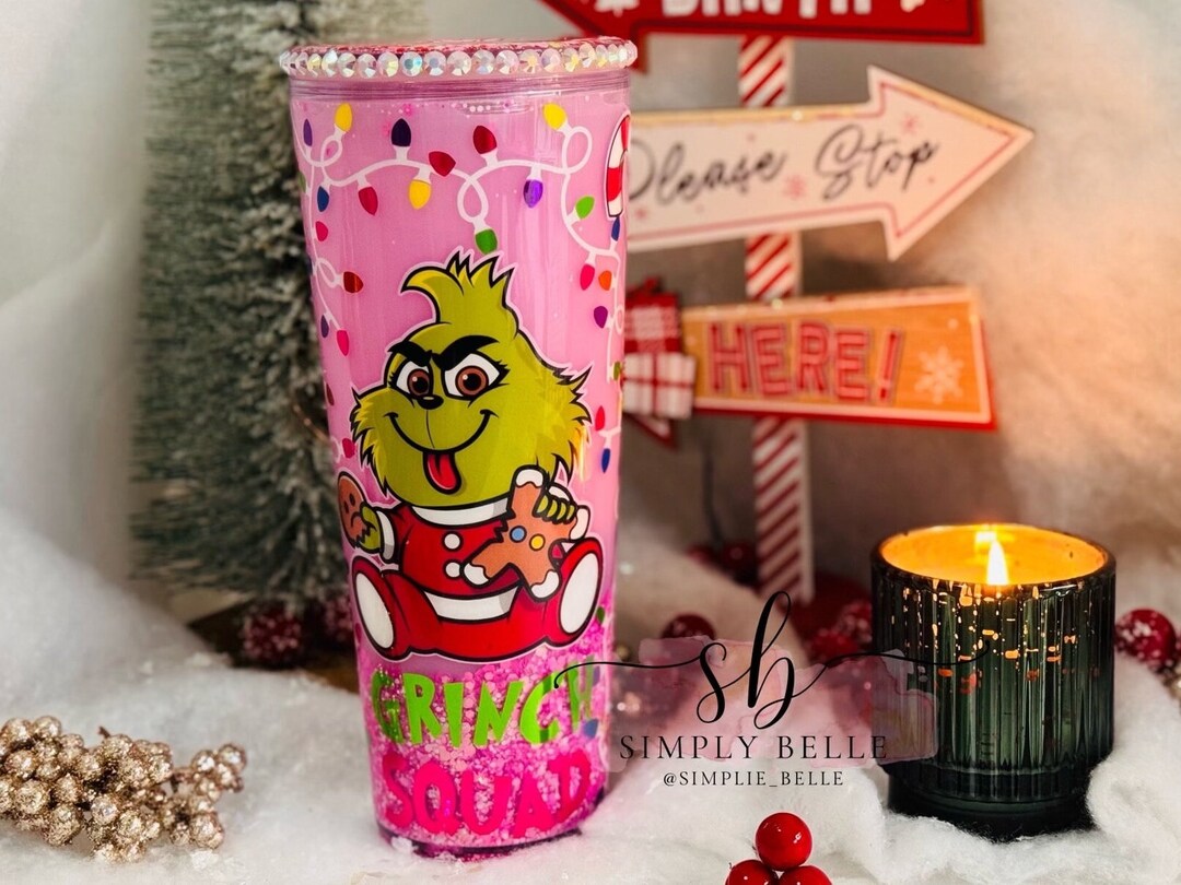 24 Oz. Grinch Snow Globe Tumbler - Etsy
