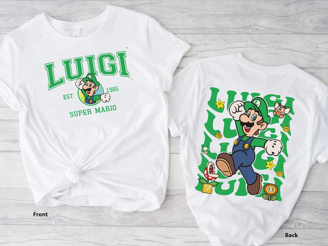 Luigi Shirt,luigi Front & Back Shirt,super Mario and Luigi,luigi Bros ...