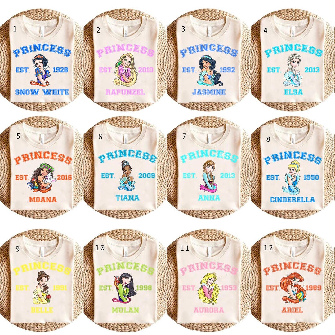 Disney Princess Family Shirt,disney Princess Character Shirt,princess Birthday Party Shirt ...