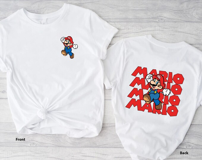 Super Mario Shirt,super Mario Front & Back Shirt,super Mario Bros Shirt ...