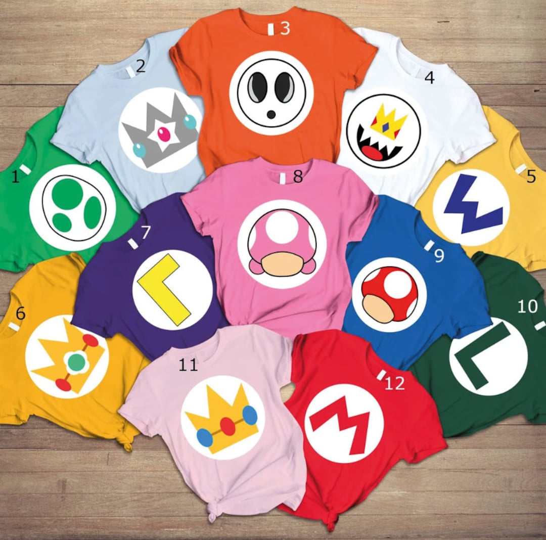 Super Mario Character Shirt,super Mario & Friends Party Matching Shirt ...
