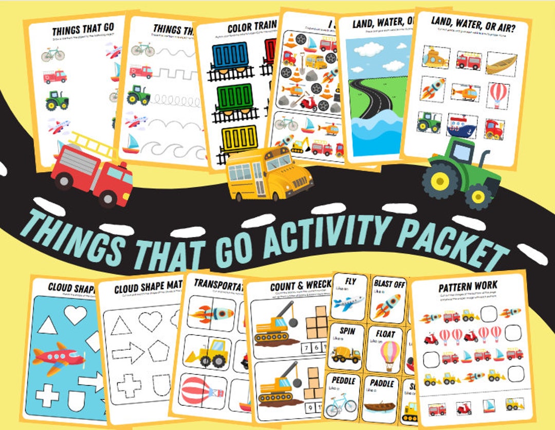 Things That Go Activity Packet - Etsy