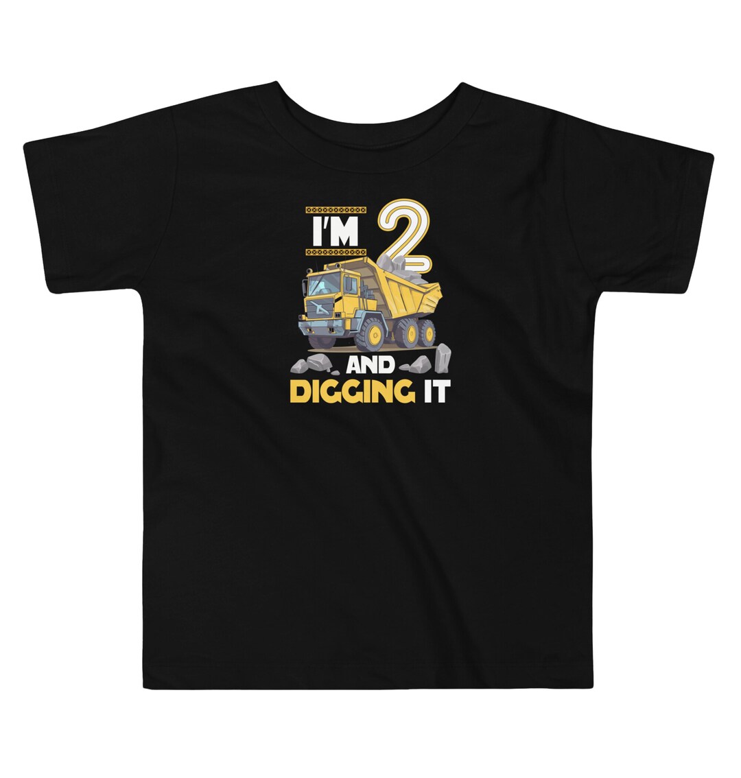 Two Year Old Party 2nd Birthday Boy Construction Truck Car T- Shirt ...