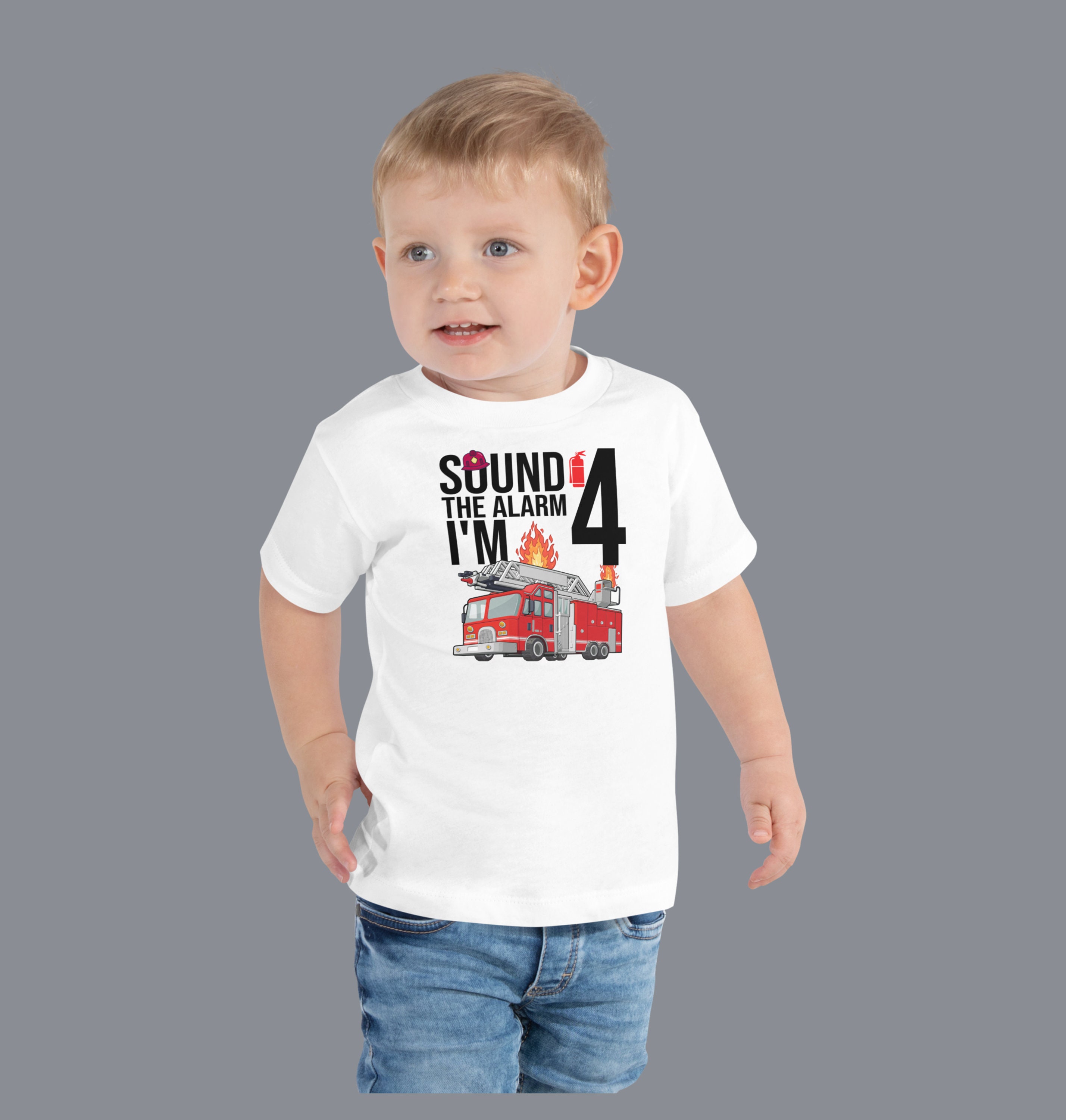 Kids Fire Truck 4th Birthday Boy Firefighter 4 Year Old T-shirt, 4yo ...