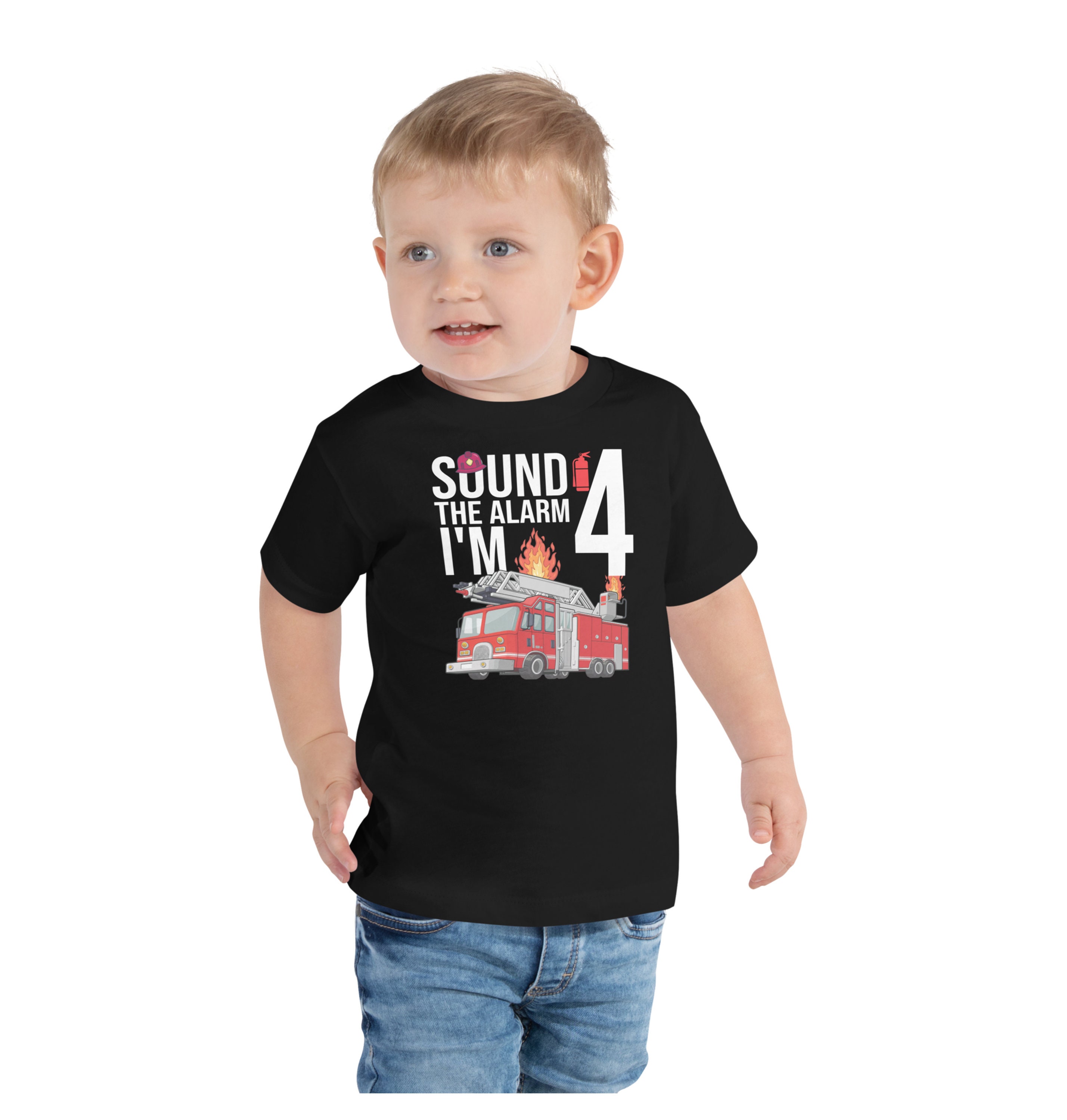 Kids Fire Truck 4th Birthday Boy Firefighter 4 Year Old T-shirt, 4yo ...