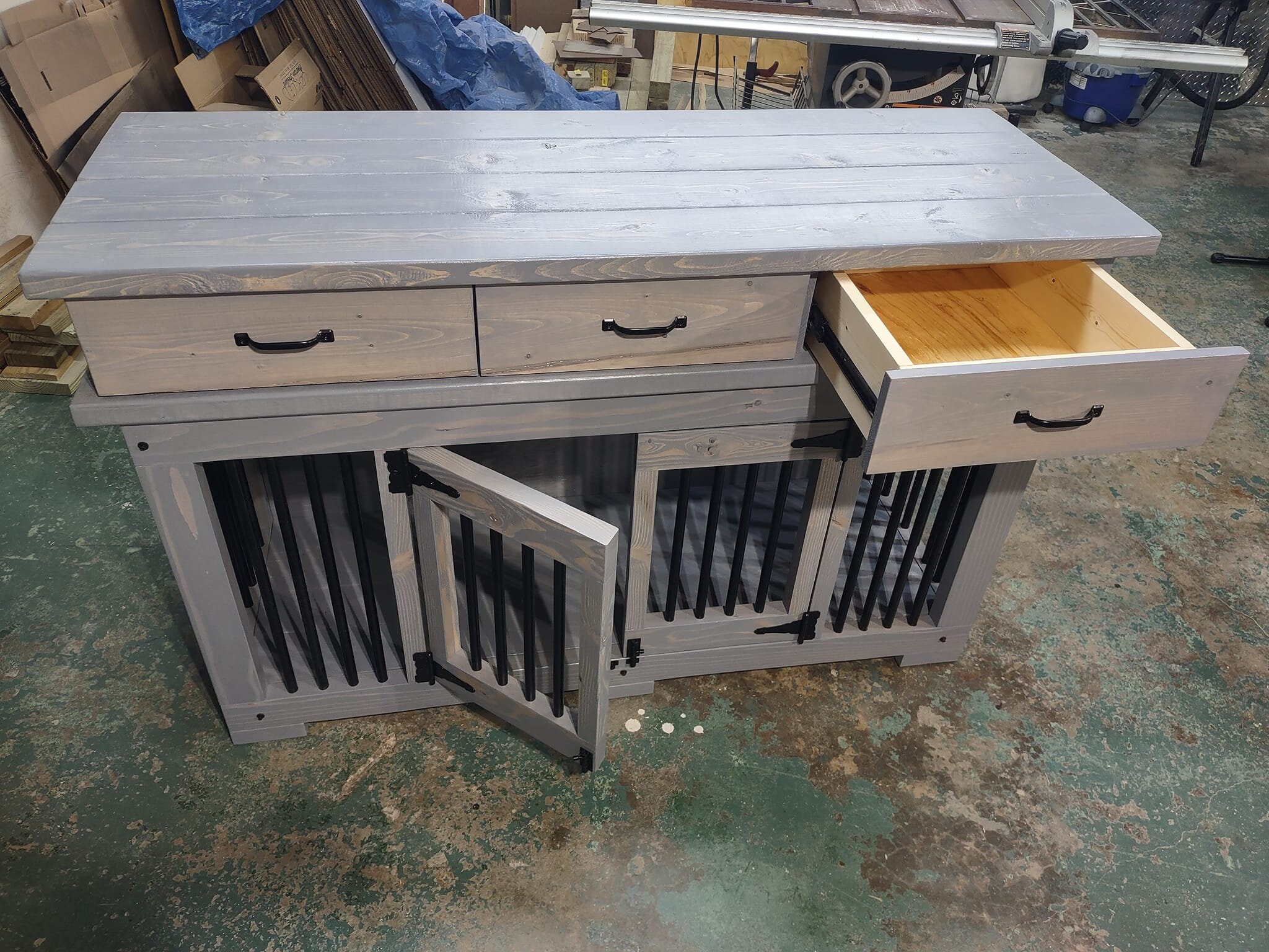 Custom Wood Dog Crate With Drawers, Dog Kennel, Pet Furniture TV Stand ...