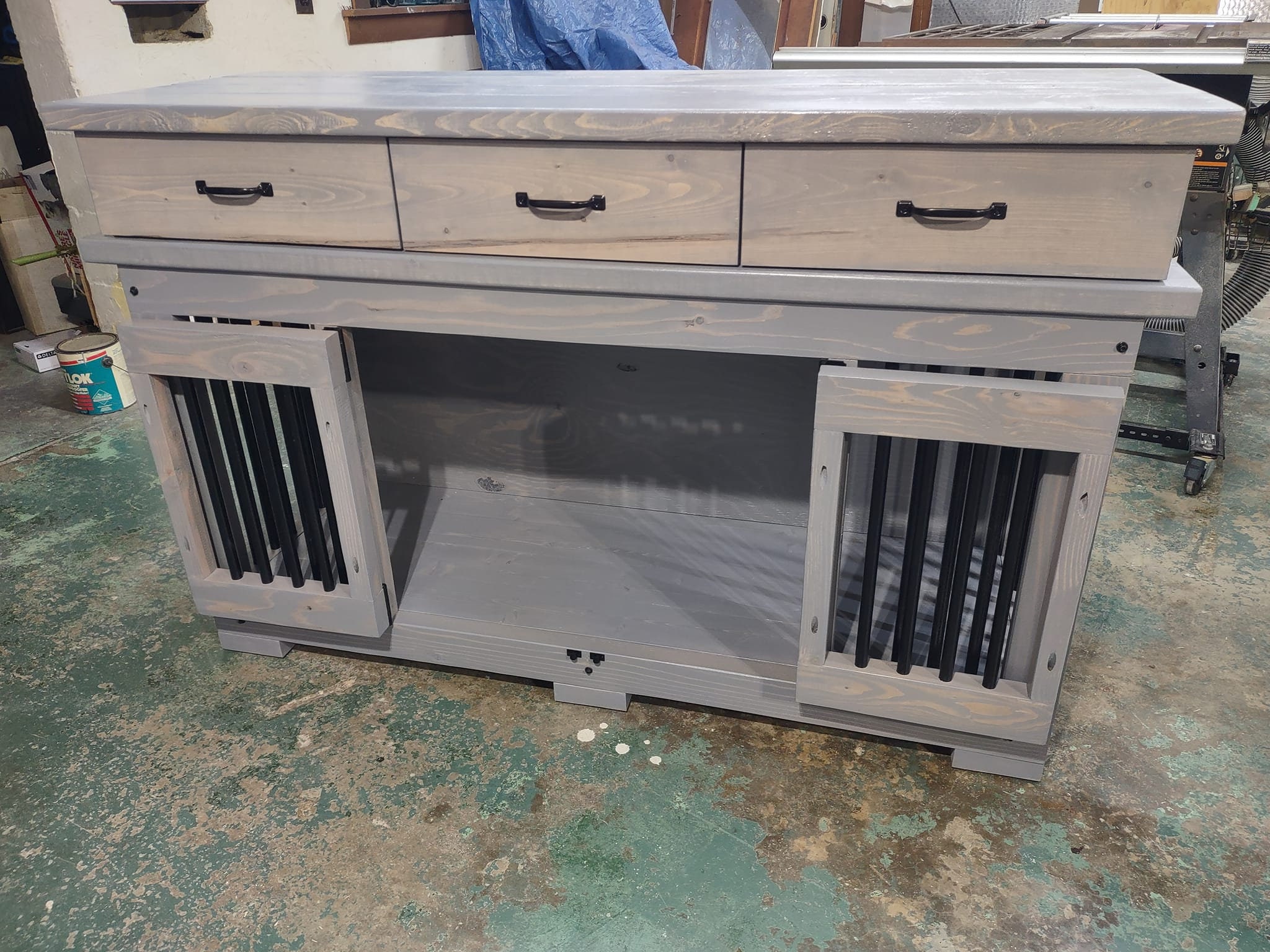 Custom Wood Dog Crate With Drawers, Dog Kennel, Pet Furniture TV Stand ...