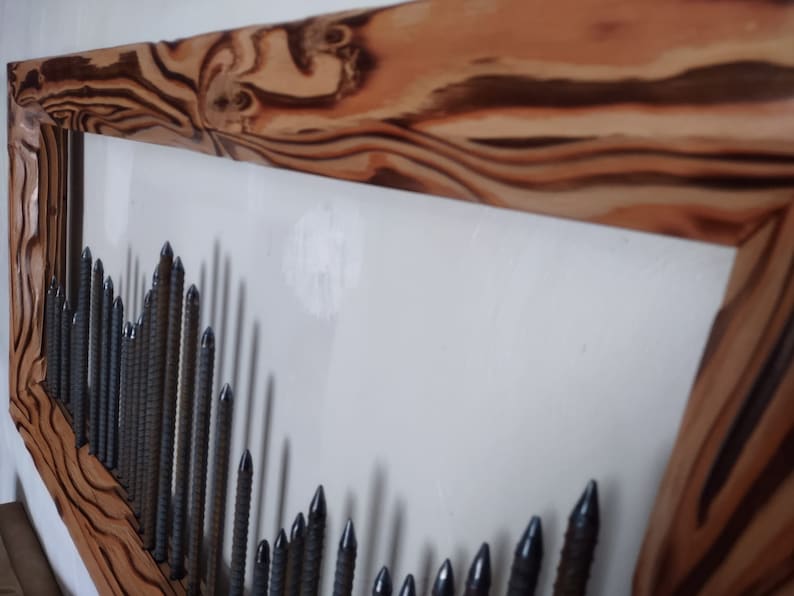 Burnt Wood Live Edge Floating Wall Art, 3D Metal Sculpture With Leds ...