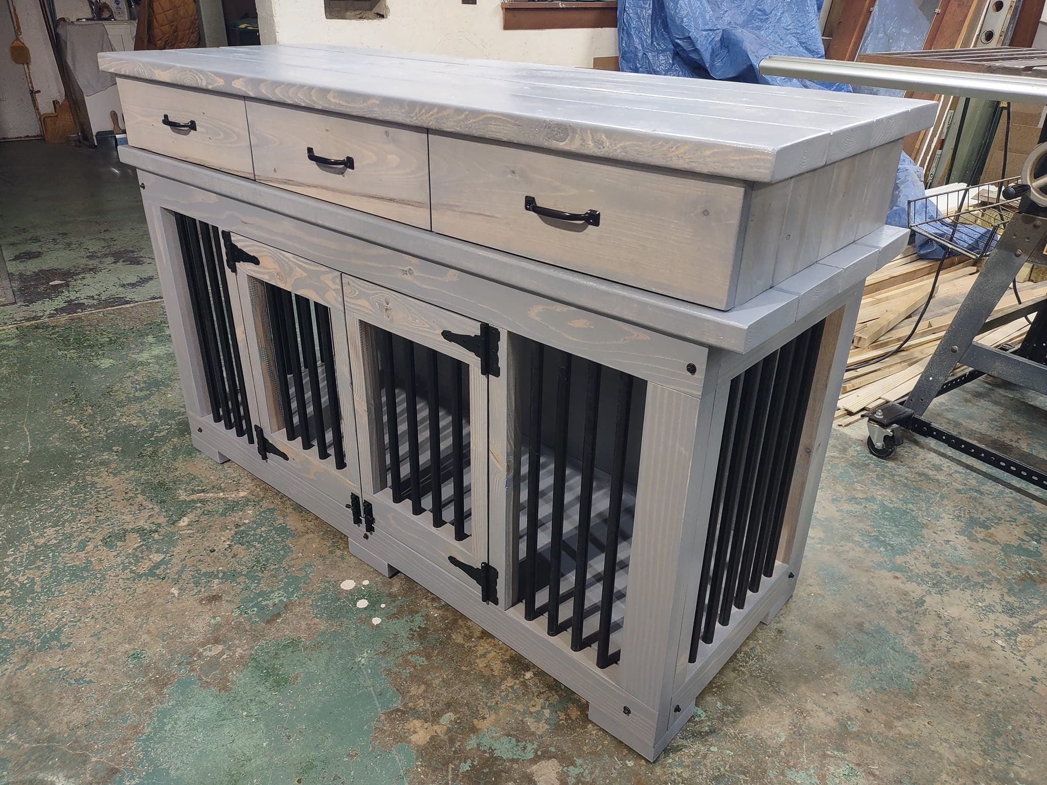 Custom Wood Dog Crate With Drawers, Dog Kennel, Pet Furniture TV Stand ...
