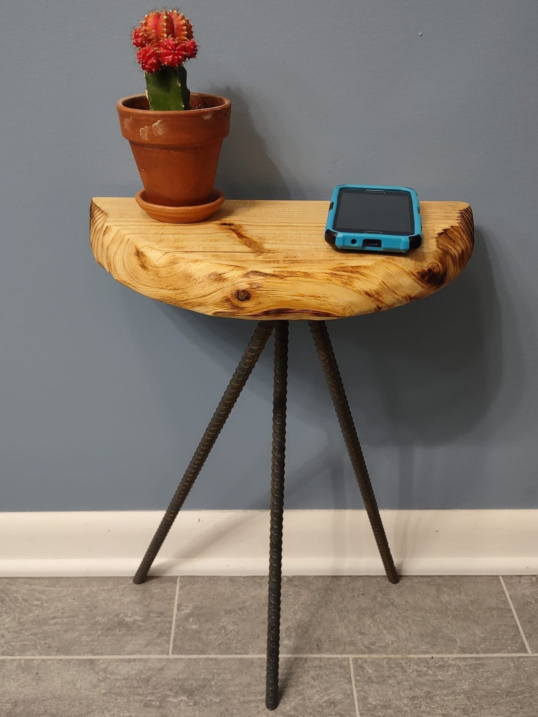 Live Edge Wood Side Table, Bathroom Stand, Hallway Table, Plant Stand ...
