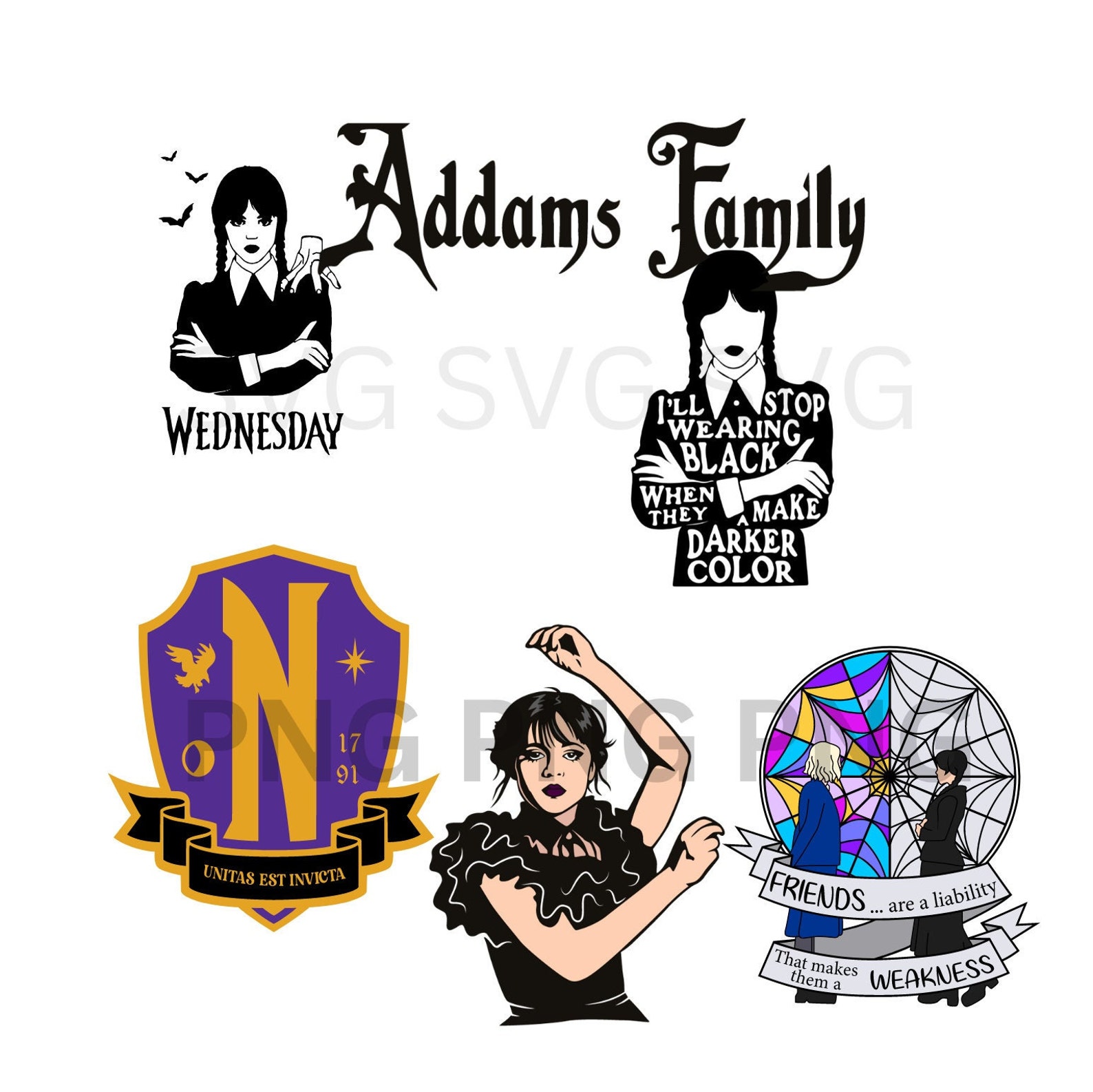 Wednesday Addams Svg Bundle, Cricut Svg, Png, Cut File for Cricut ...