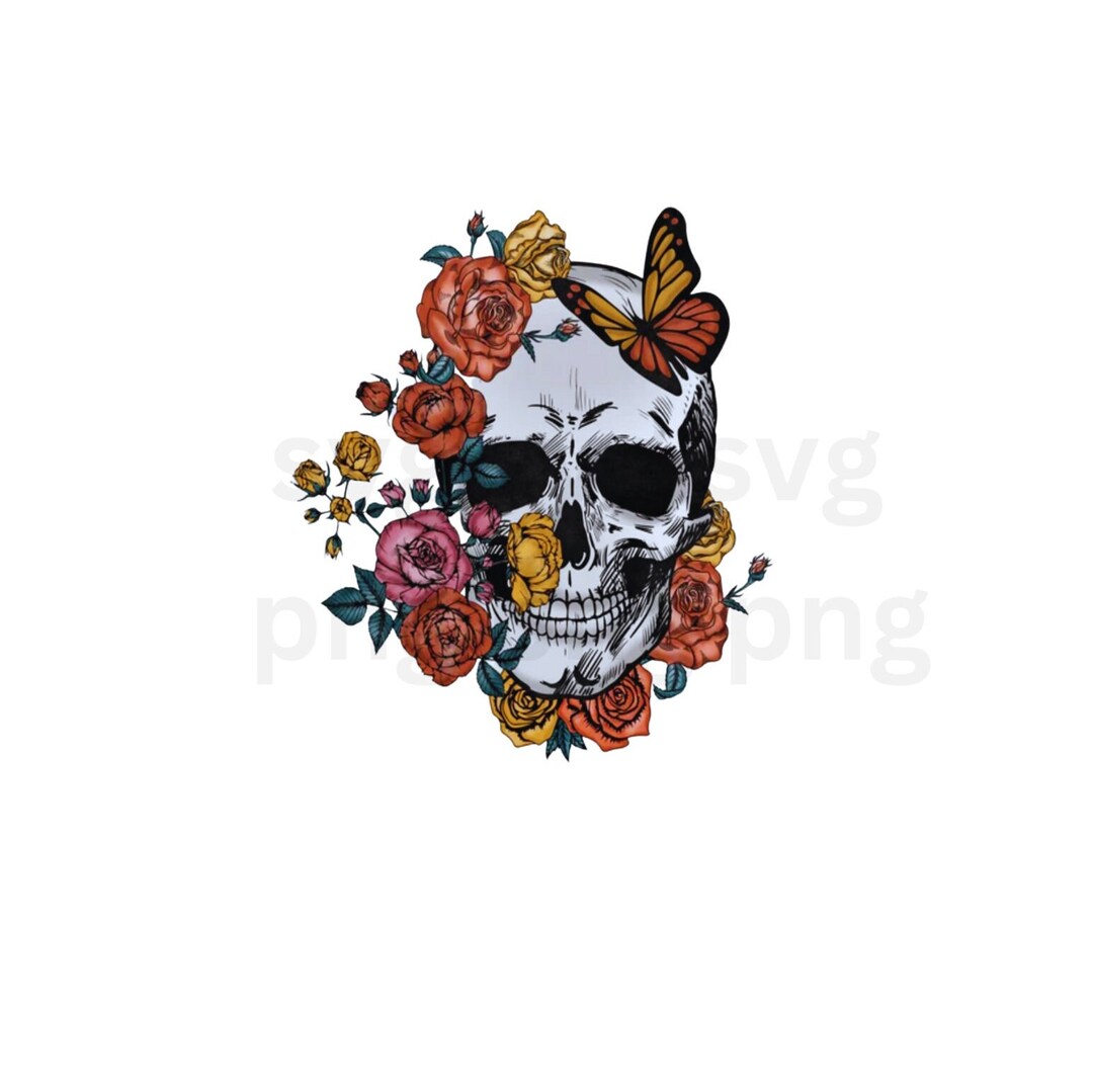 Floral Skull Svg, Floral Skull Watercolor Png, Colorful Floral Skull ...
