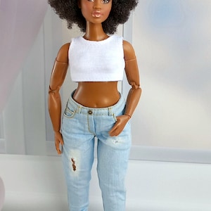 Curvy Barbie Jeans, Ripped Jeans for Barbie Curvy, Realistic Clothes ...