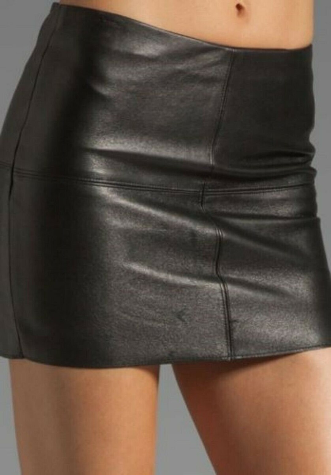 Women's Genuine Ship Skin Black Leather Stylish Skirt for - Etsy